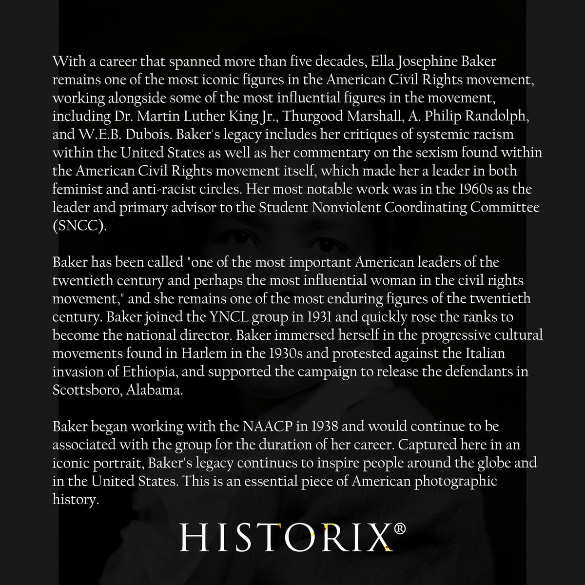 1942 Ella Baker Civil Rights Activist Portrait Photo Poster Print ...