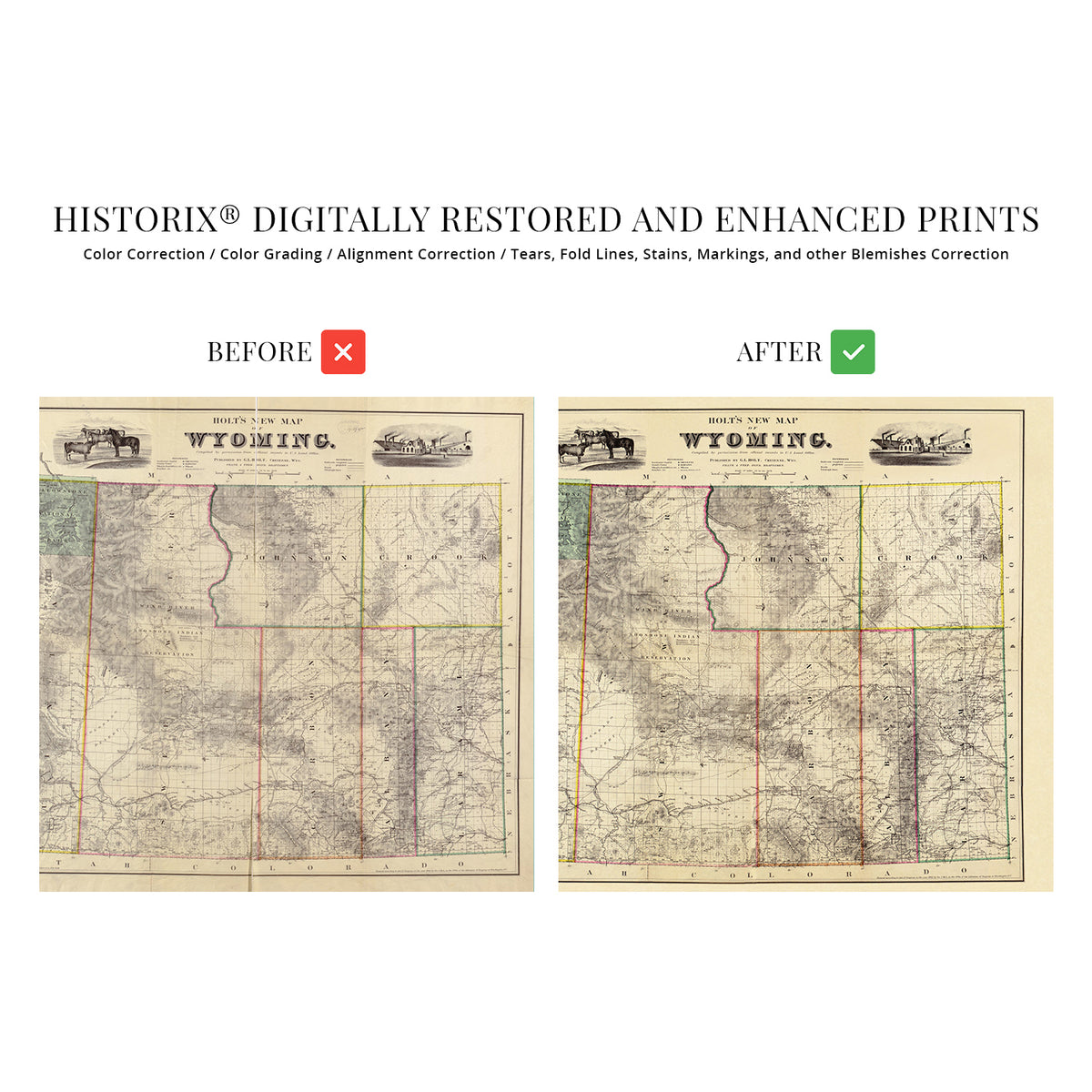 1883 Map of Wyoming State from Official Records Wall Art Print ...