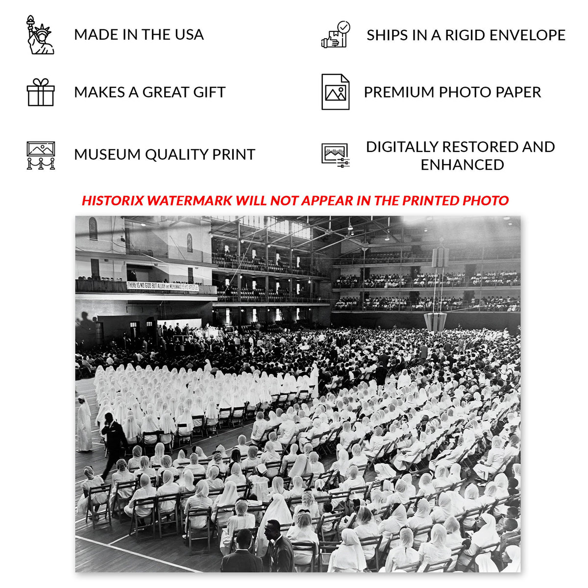 1964 Elijah Muhammad Addressing Muslim Followers Photo Print Poster ...