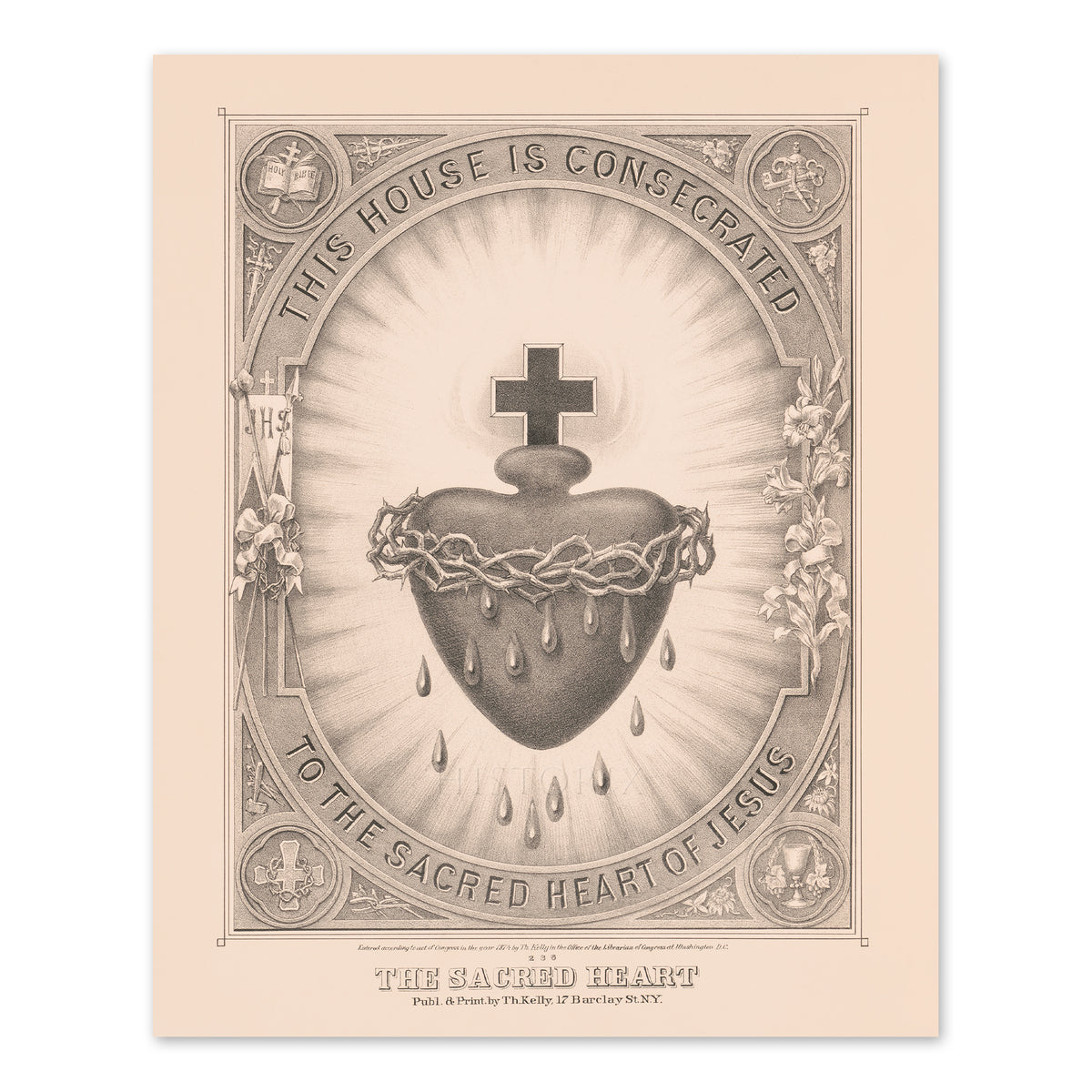 1874 The Sacred Heart of Jesus Picture Photo Poster Print Wall Art ...