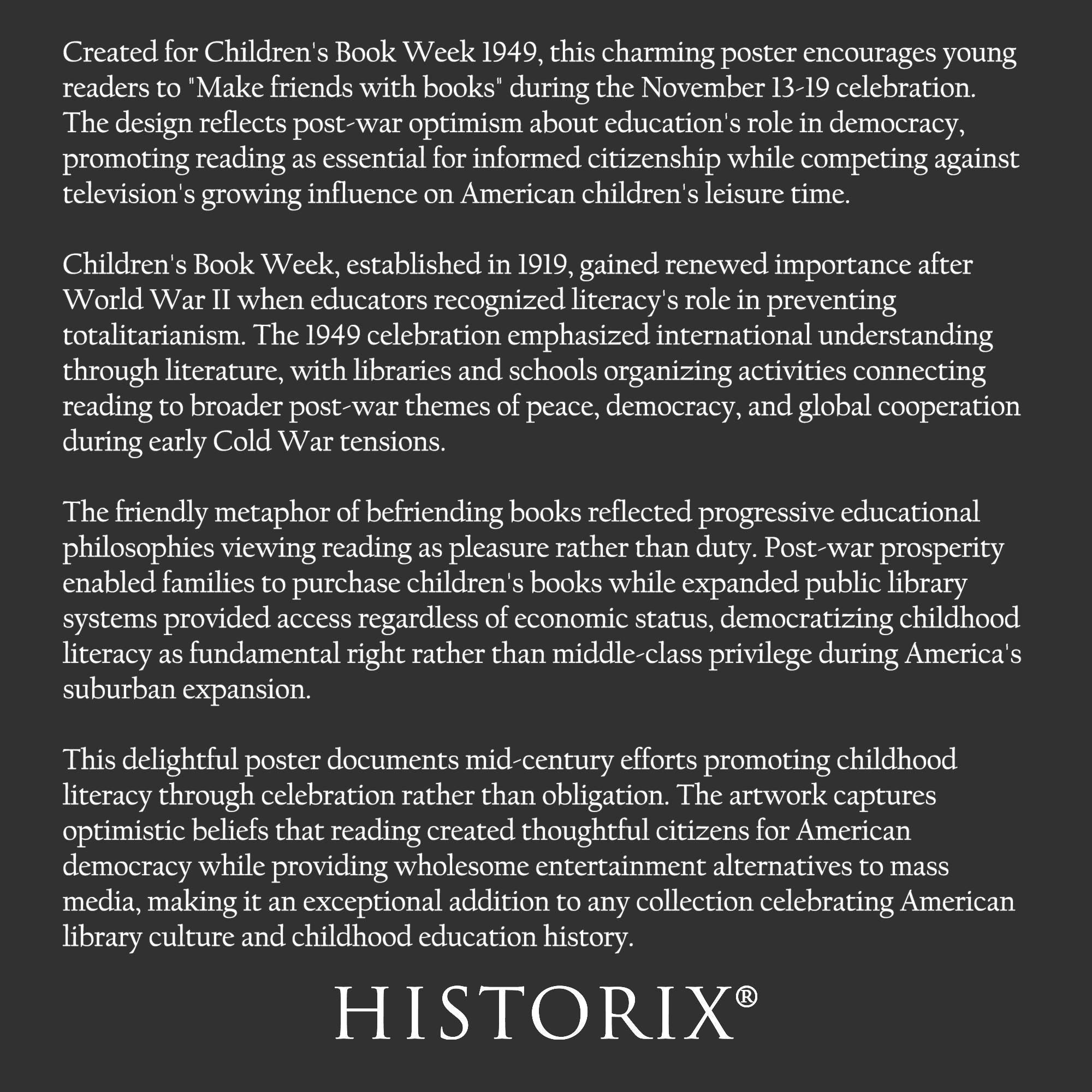 1949 Make Friends with Books Book Week Poster – Historic Prints