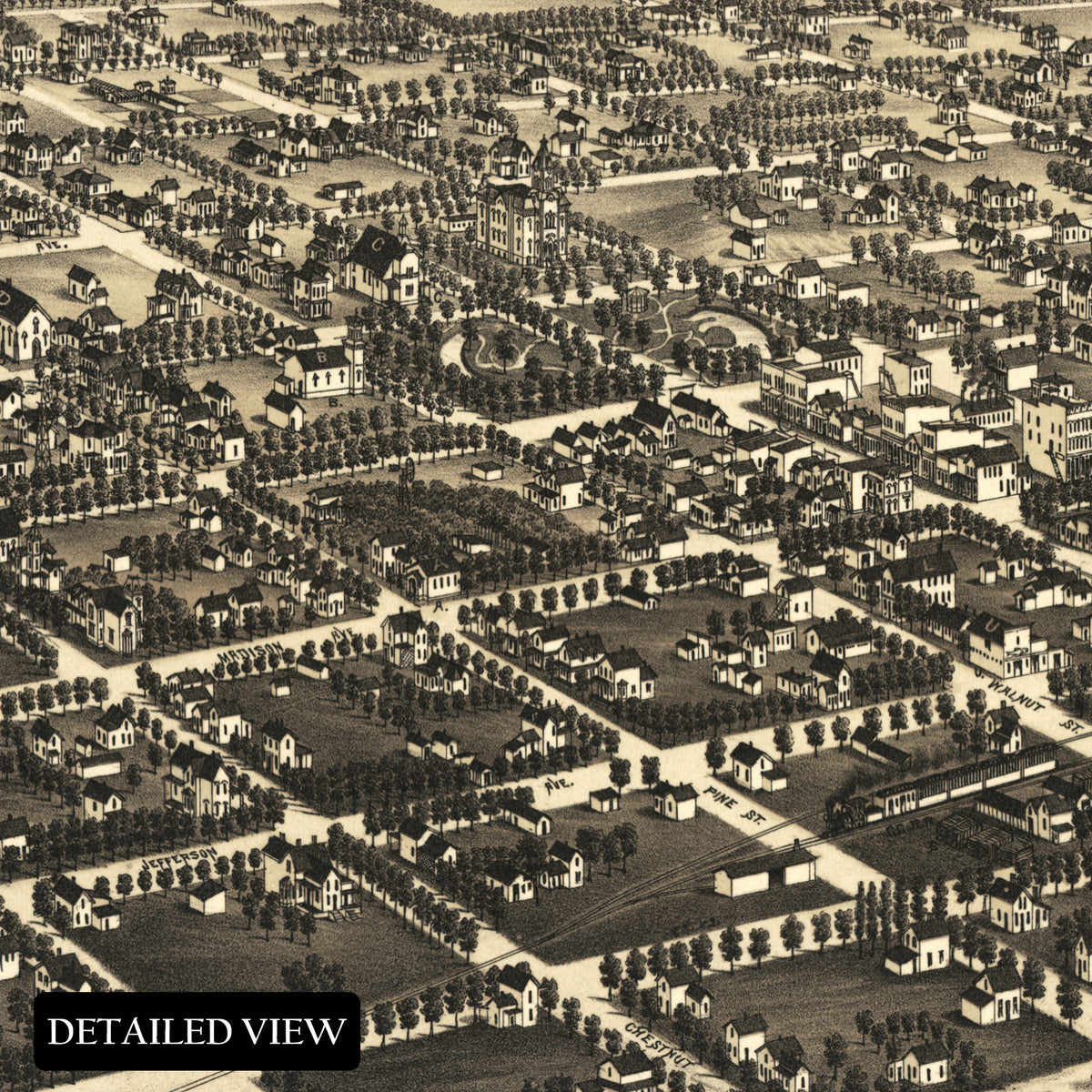 1882 Greeley Weld County Colorado Bird's Eye View Map Print Poster ...