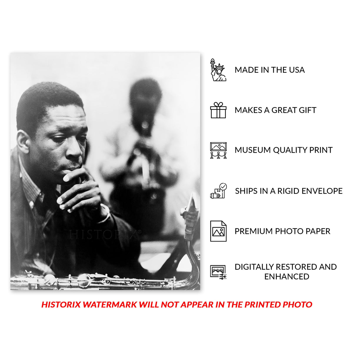 1960 John Coltrane Jazz Saxophonist Portrait Photo Print Poster ...