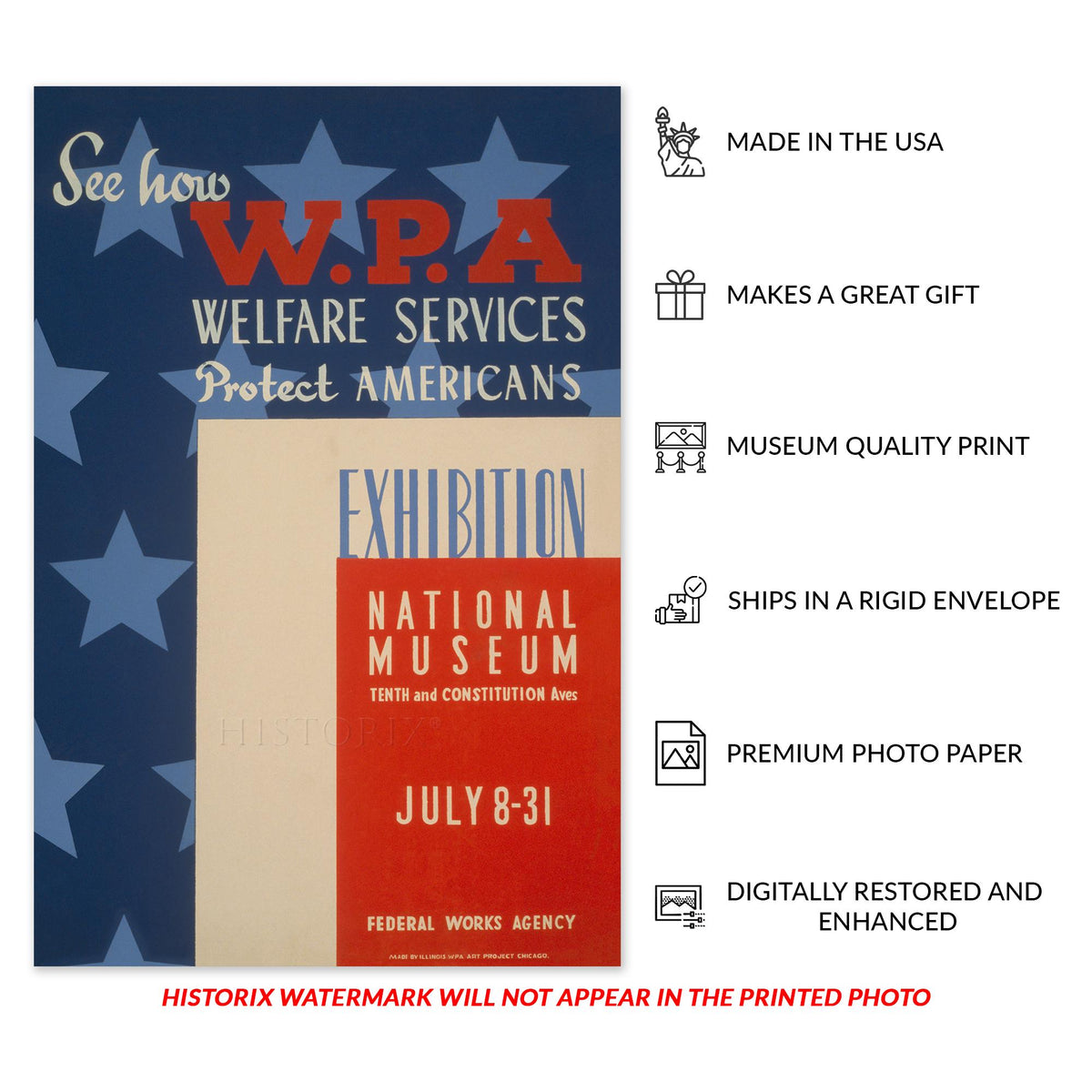 1936 WPA Welfare Services Exhibition Poster – Historic Prints
