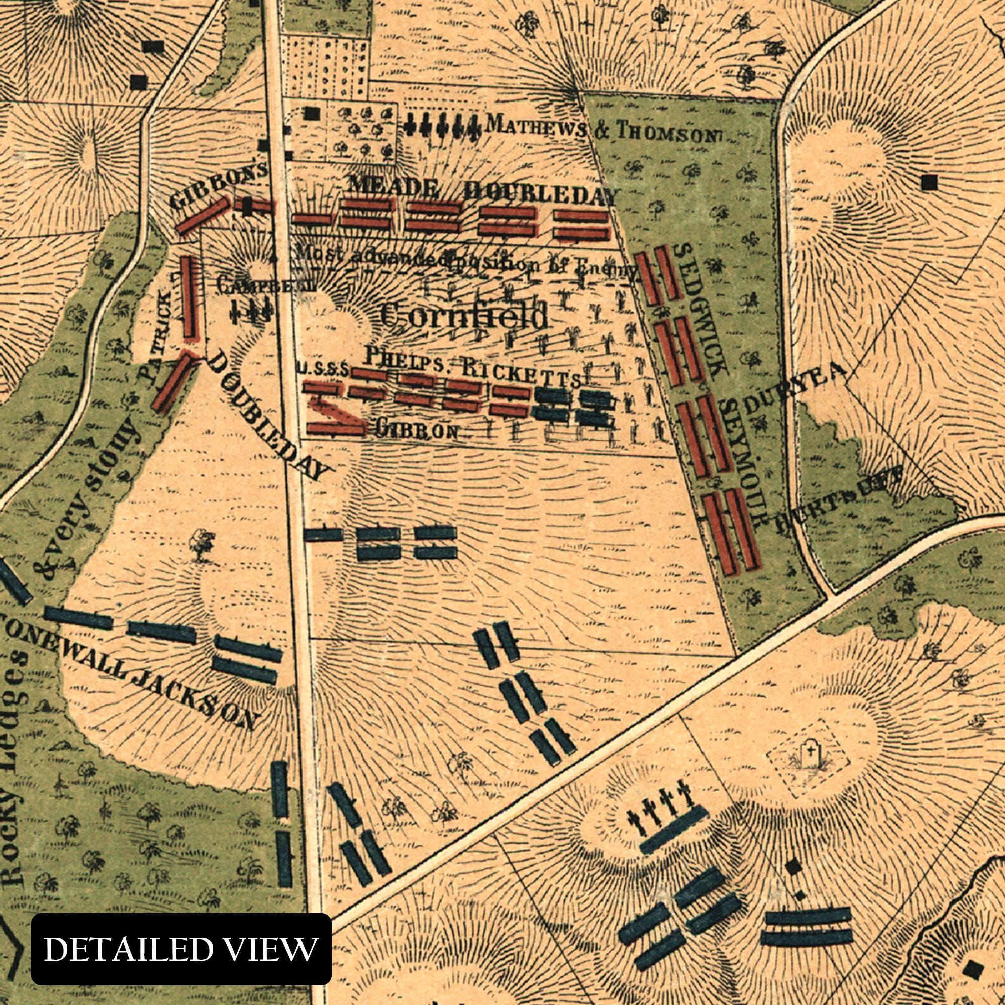 1862 Battle of Antietam Map – Historic Prints