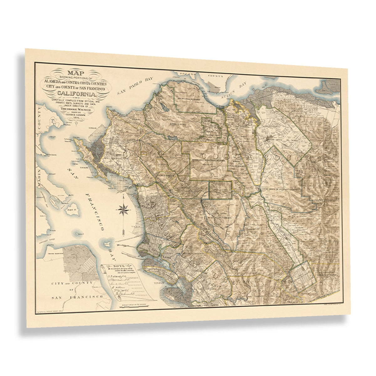 1894 Alameda & Contra Costa County San Francisco California Map Poster ...