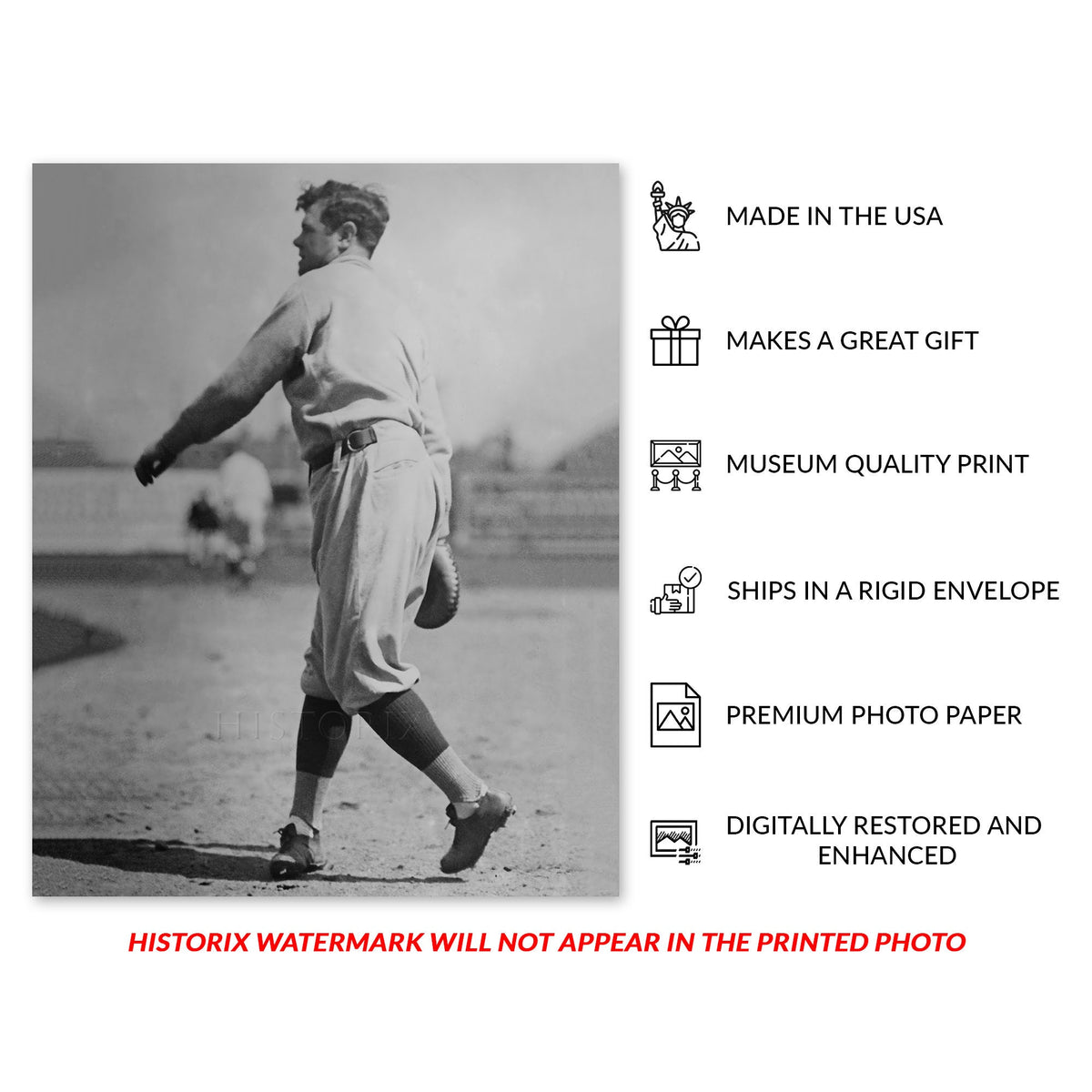 1922 Babe Ruth Portrait Photo Print Poster Wall Art – Historic Prints