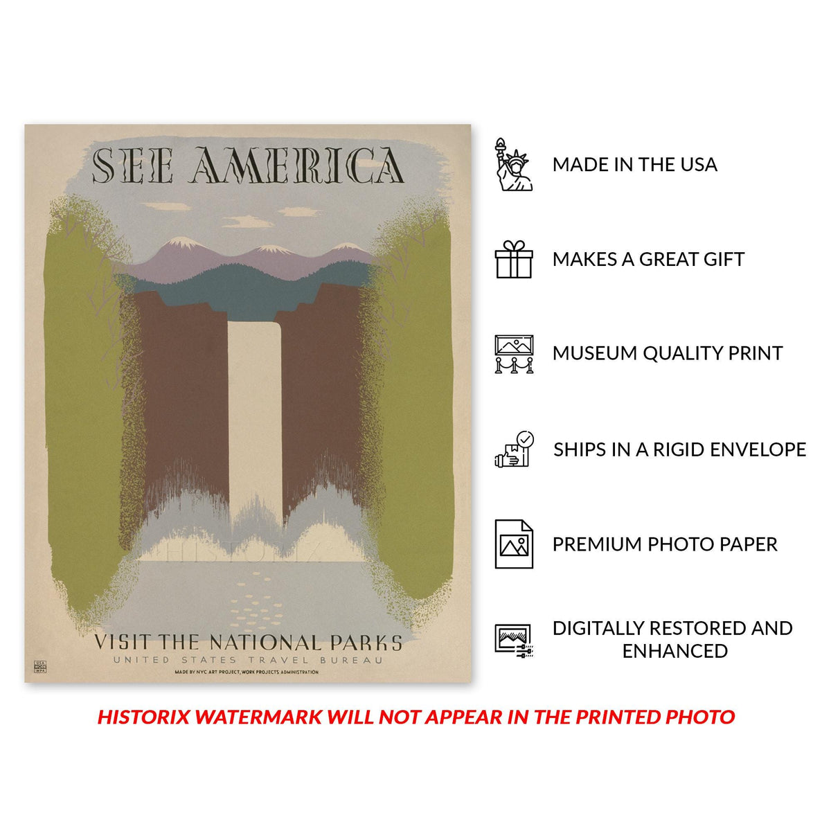 1936 See America National Parks Travel Poster – Historic Prints