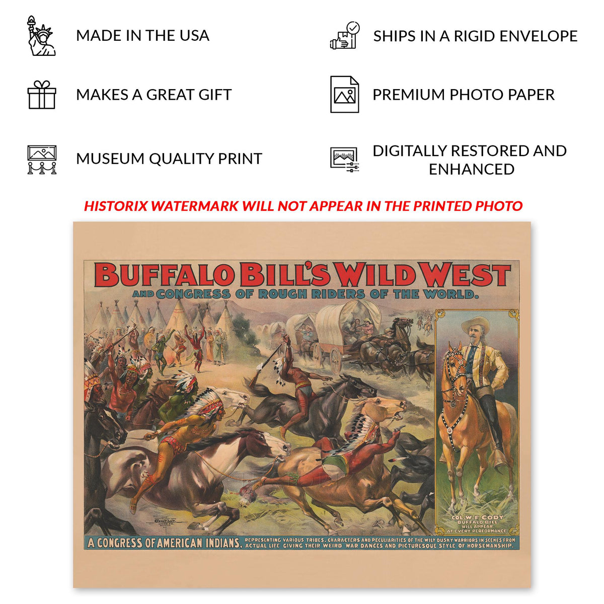 1899 Buffalo Bill Wild West Show Circus Poster – Historic Prints