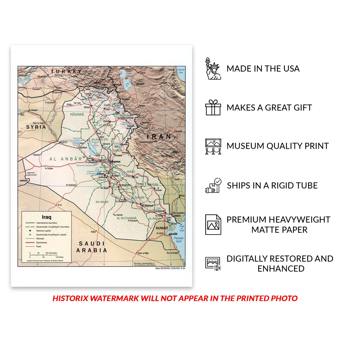 2004 Iraq Railroad System Map Poster Print Wall Art – Historic Prints