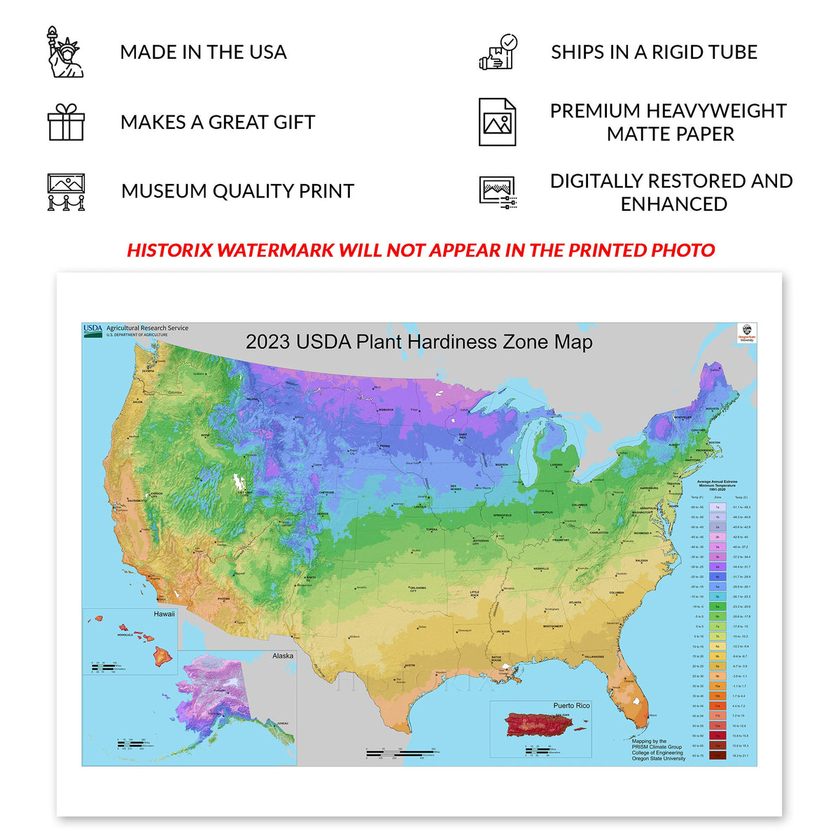 2023 USDA Plant Hardiness Zone Map Poster Wall Art Print – Historic Prints