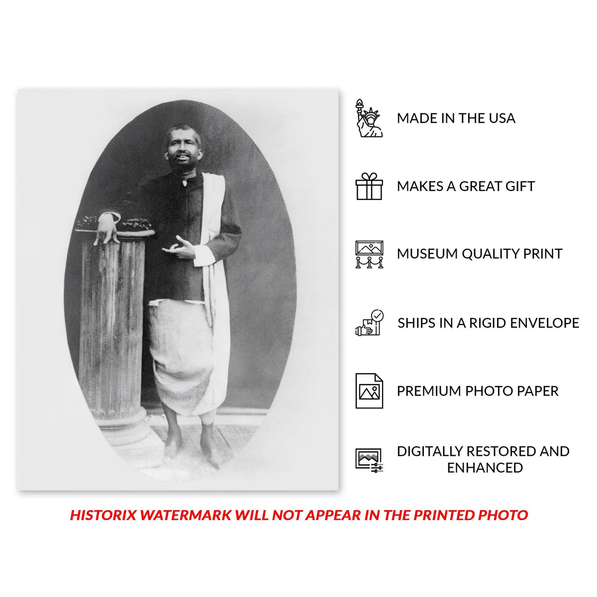 1901 Sri Ramakrishna Paramahamsa Portrait Photo Print Poster Wall Art ...