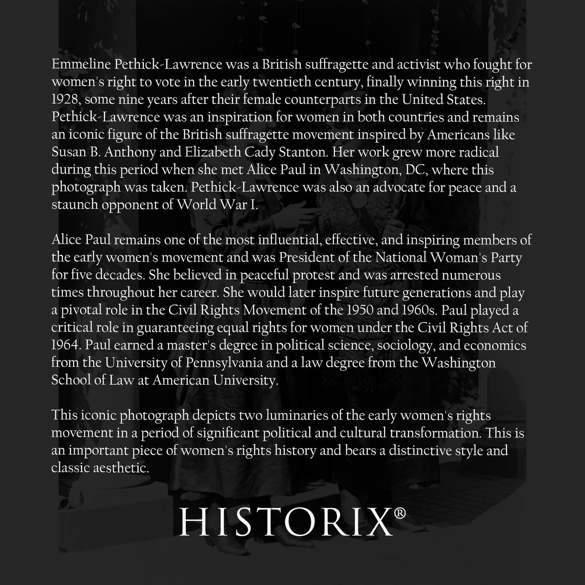 1910 Mrs. Emmeline Pethick-Lawrence & Alice Paul Portrait Photo Print ...