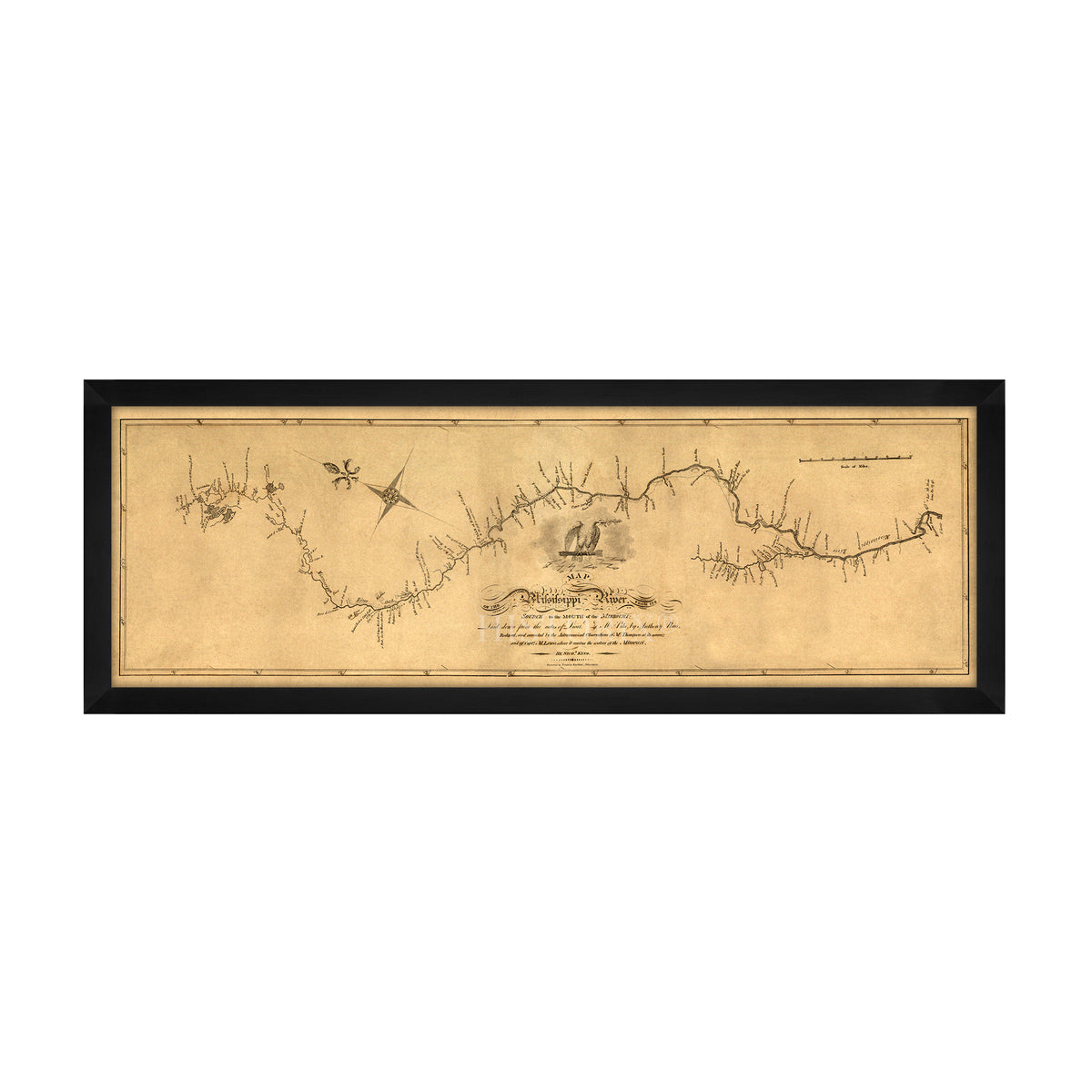 1811 Map of the Mississippi River from its Source Framed Wall Art ...