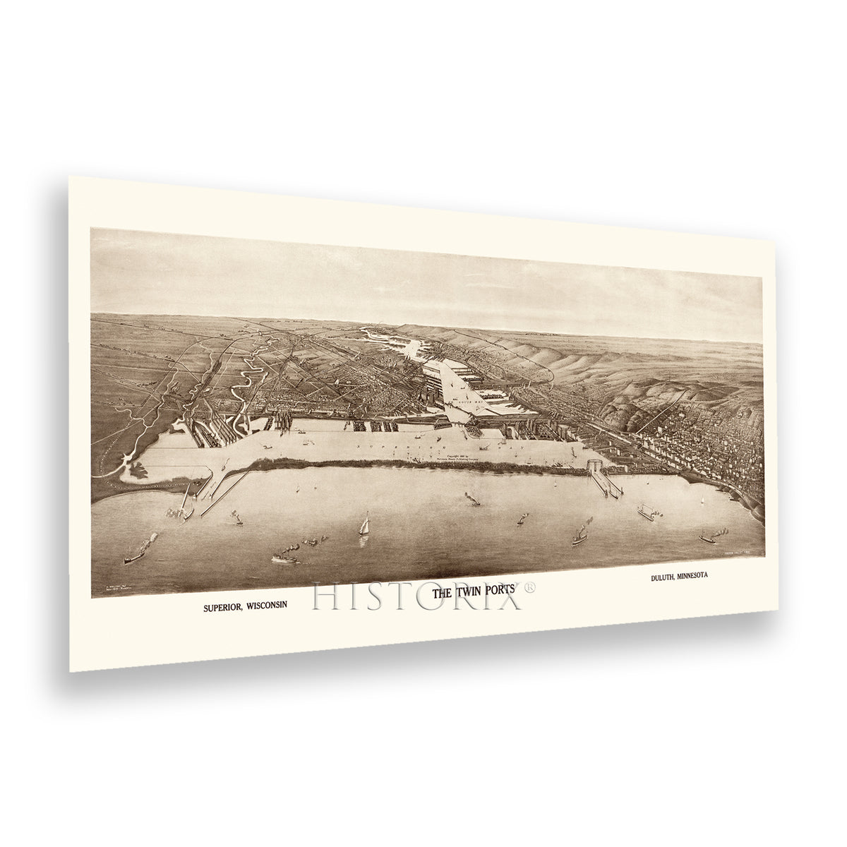 1915 The Twin Ports in Superior Wisconsin Duluth Minnesota Map Poster ...