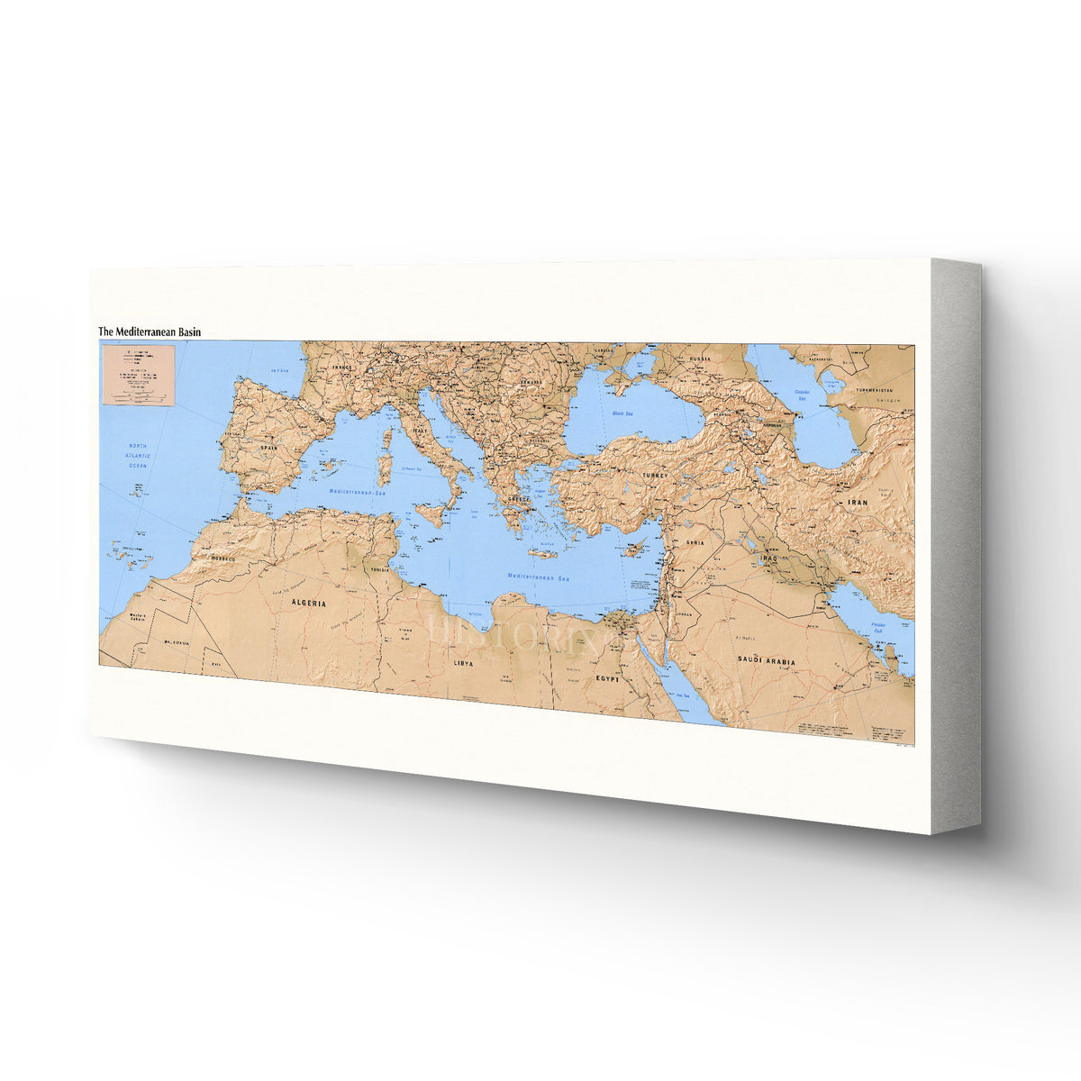 1998 The Mediterranean Basin Mediterranean Region Map Canvas Wall Art ...
