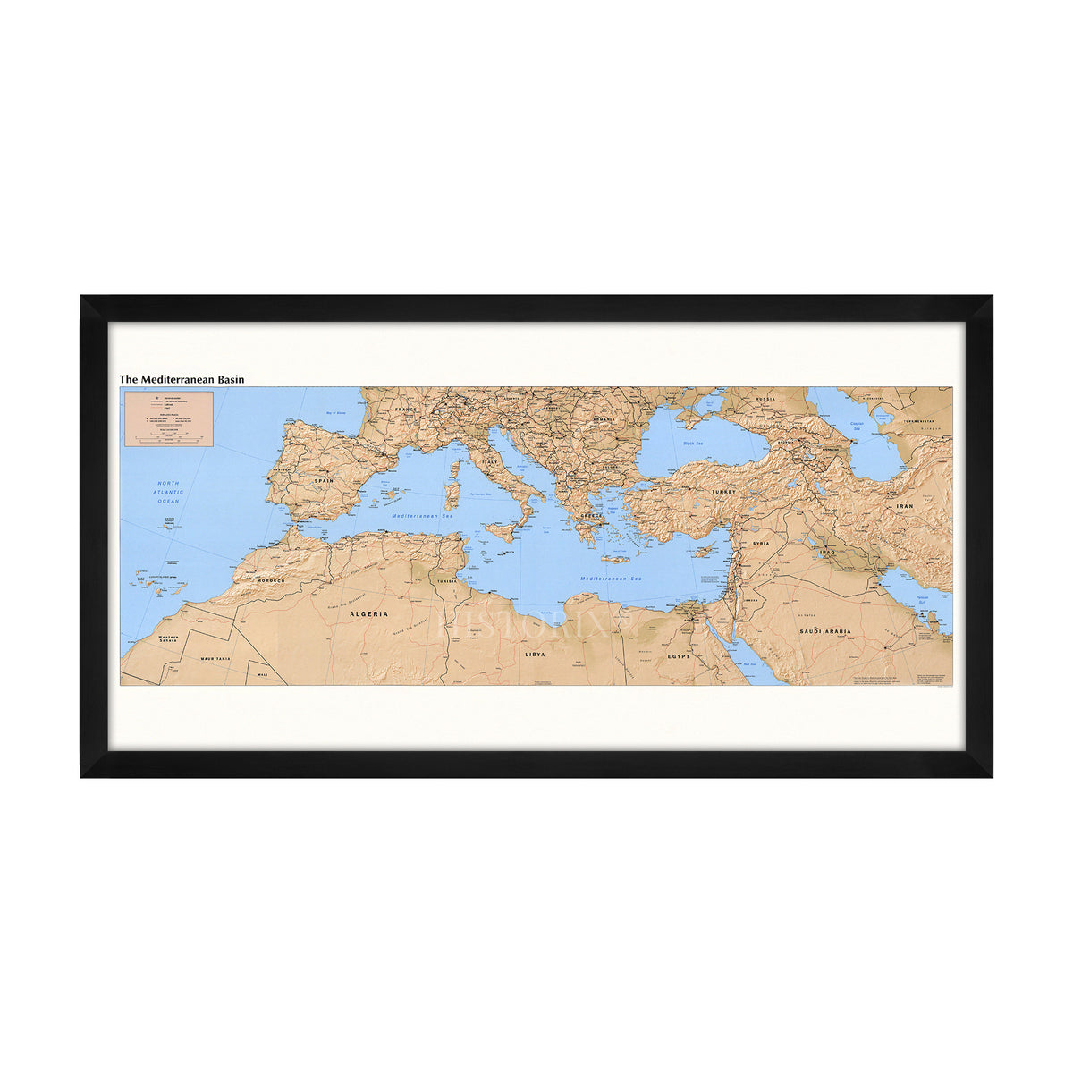 1998 The Mediterranean Basin Mediterranean Region Map Framed Wall Art ...