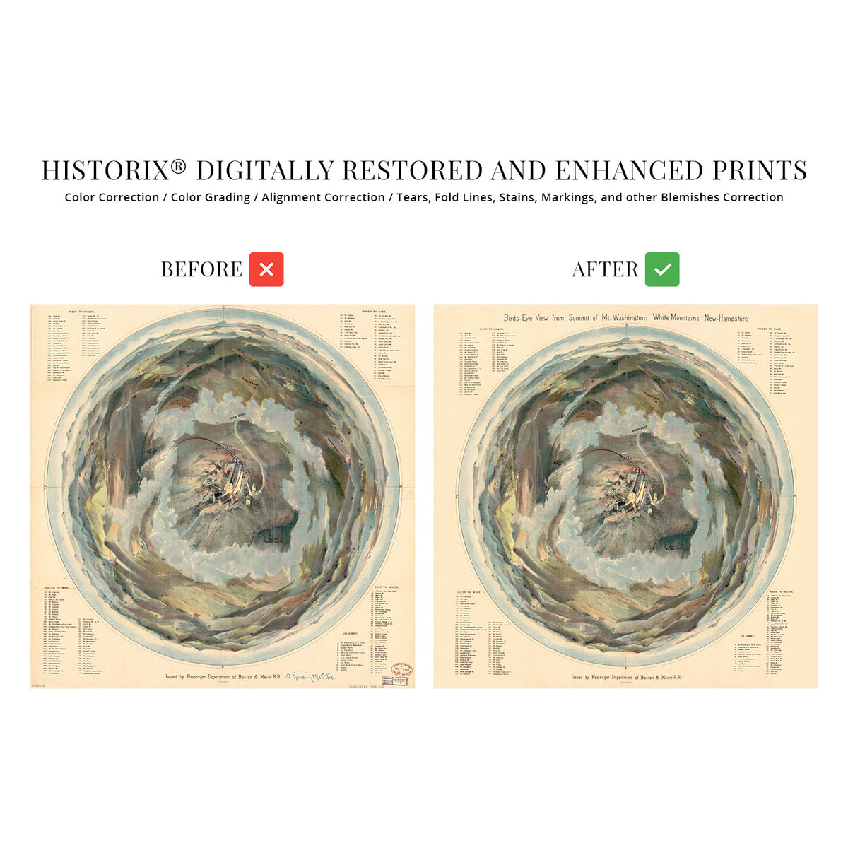 1908 Mt. Washington Summit White Mountains Map Wall Art Print ...