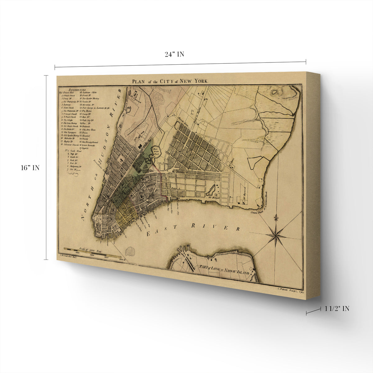 1789 Plan of the City of New York Map Canvas Wall Art – Historic Prints