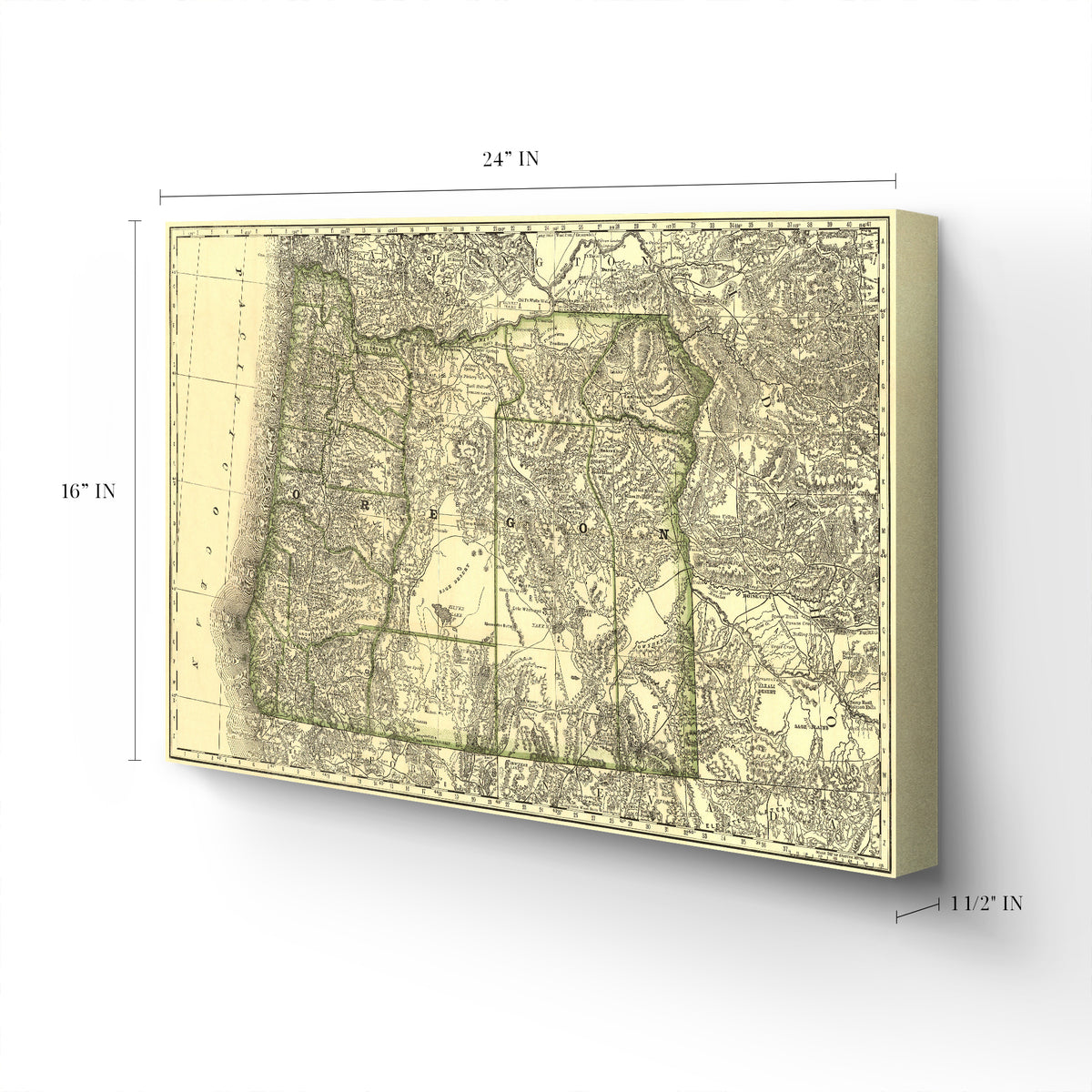 1876 Indexed Map of Oregon State Canvas Wall Art – Historic Prints