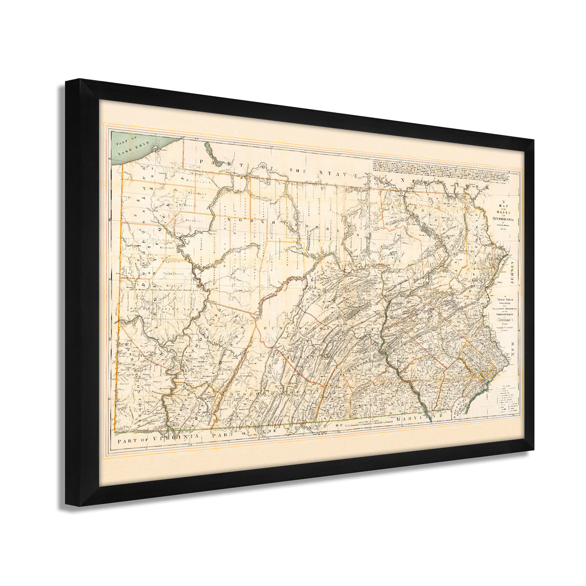 1792 Map of the State of Pennsylvania Framed Wall Art – Historic Prints