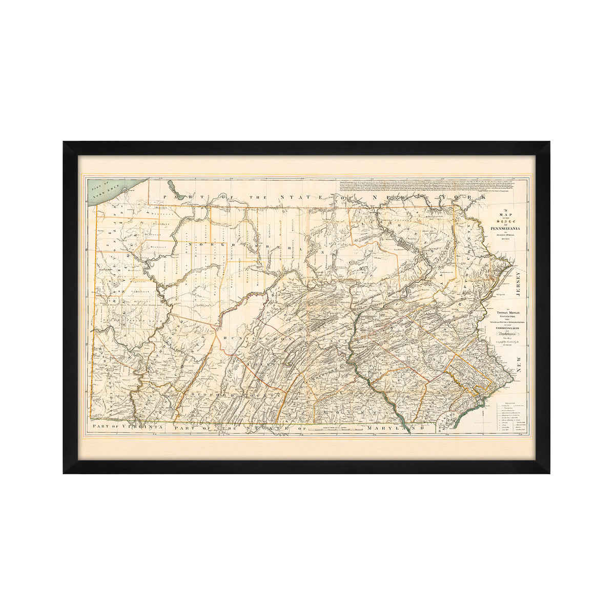 1792 Map of the State of Pennsylvania Framed Wall Art – Historic Prints