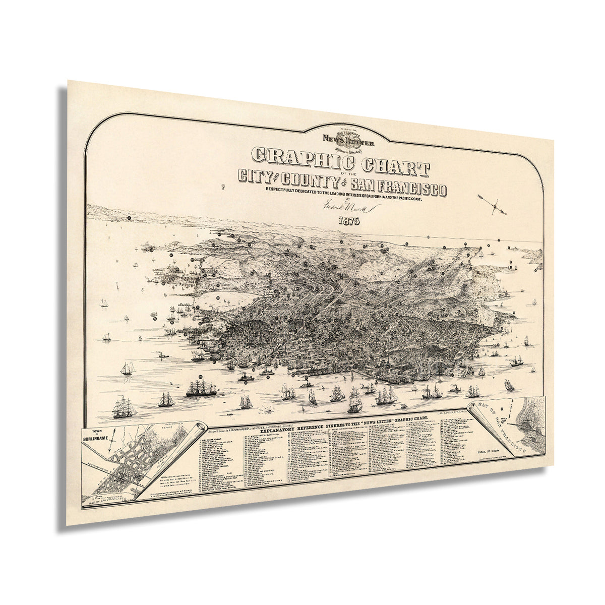 1875 Graphic Chart of San Francisco City & County Map Wall Art Print ...