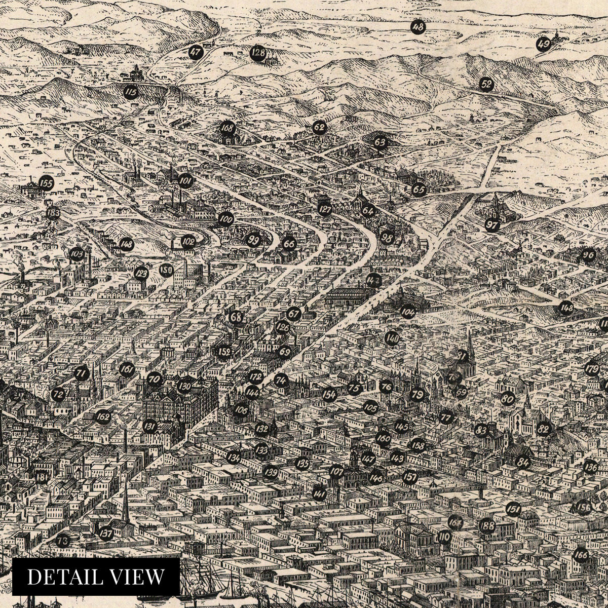1875 Graphic Chart of San Francisco City & County Map Wall Art Print ...