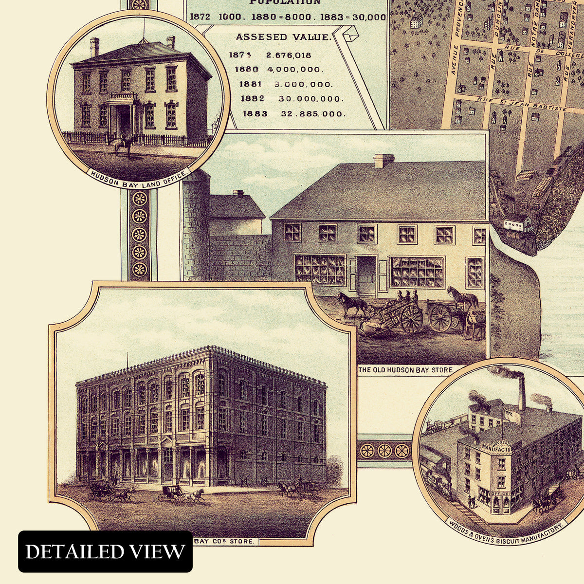 1884 Winnipeg City Manitoba Canada Map Poster Wall Art Print – Historic ...