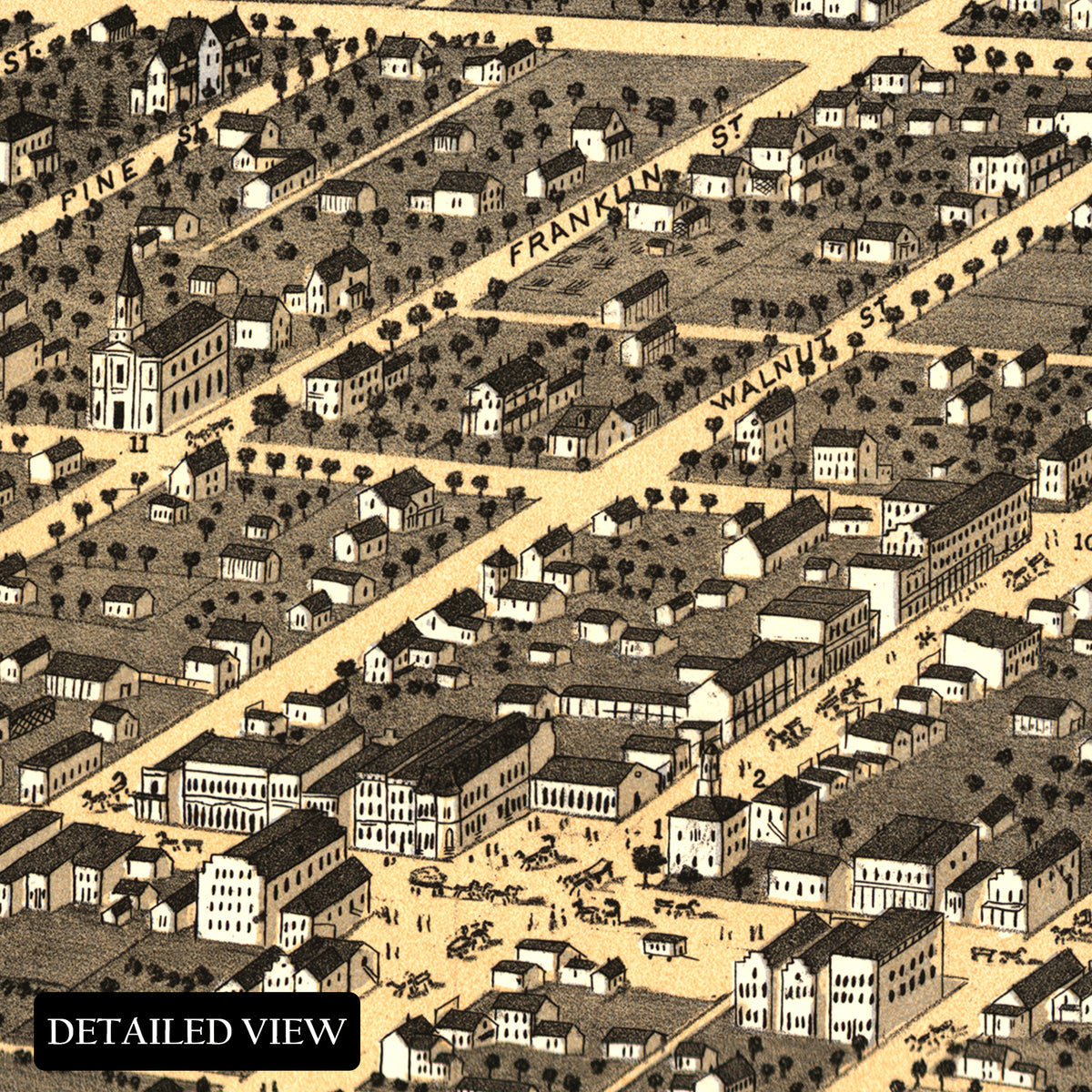 1869 Danville Vermillion County Illinois Bird's Eye View Map Poster ...