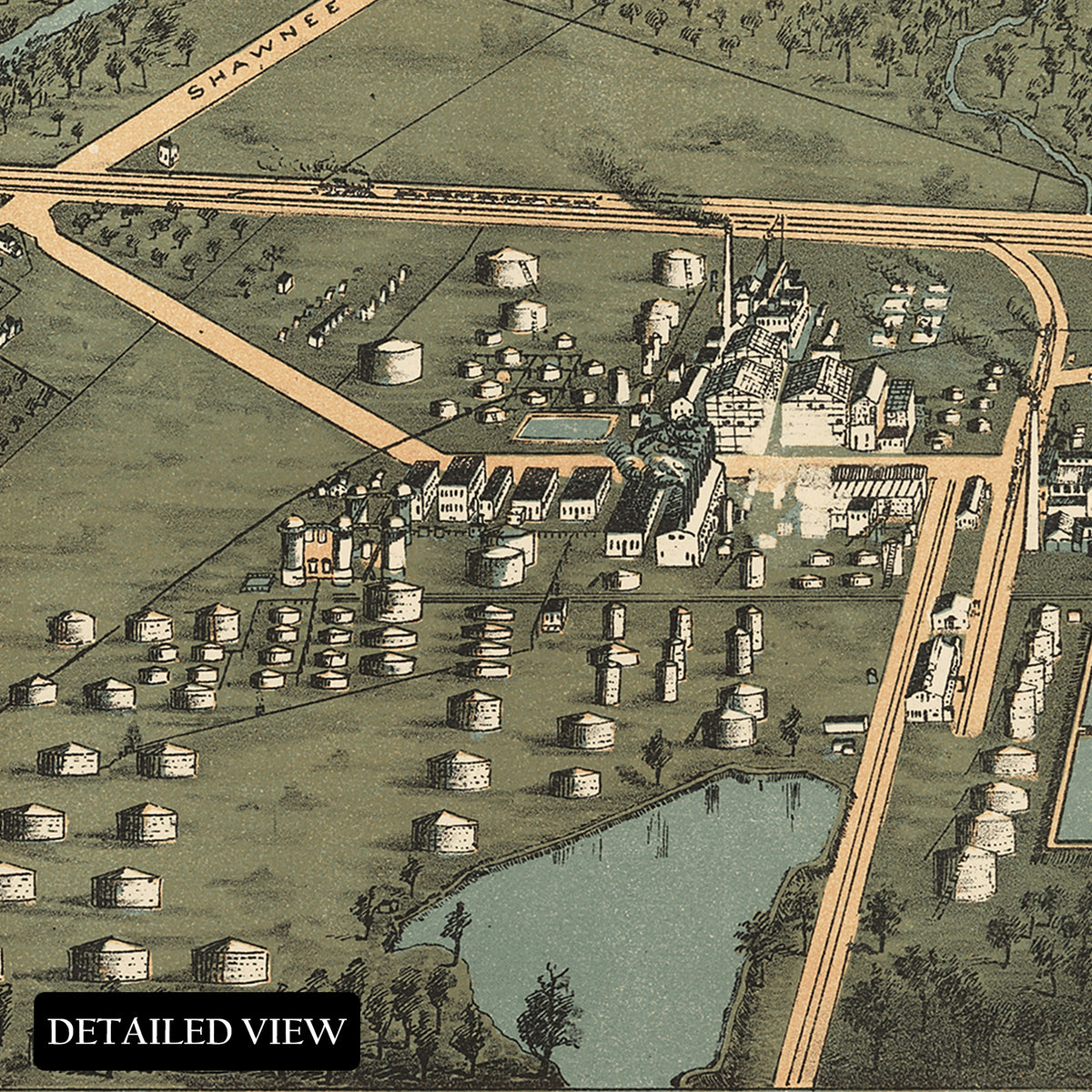 1892 Lima City Ohio Bird's Eye View Map Poster Wall Art Print ...