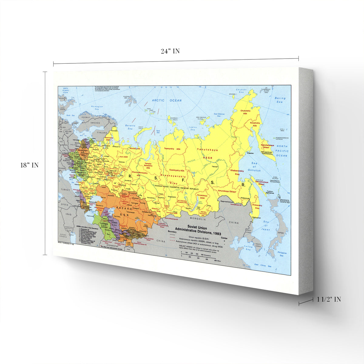 1983 Soviet Union Administrative Divisions Map Canvas Wall Art ...