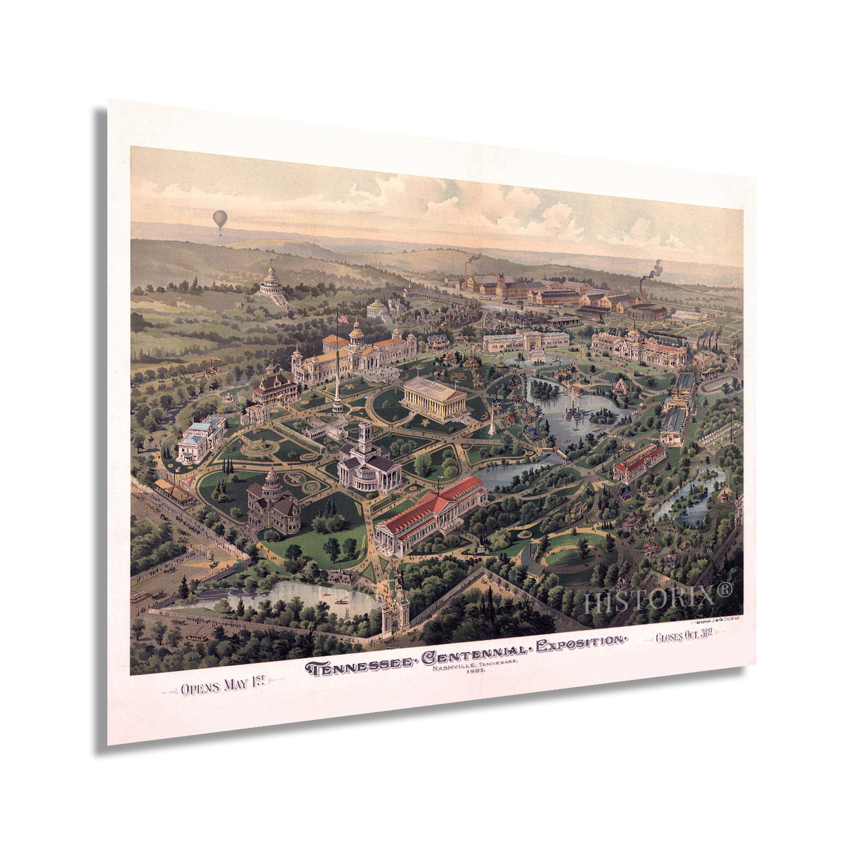 1897 Nashville Tennessee Centennial Exposition Map Wall Art Print ...