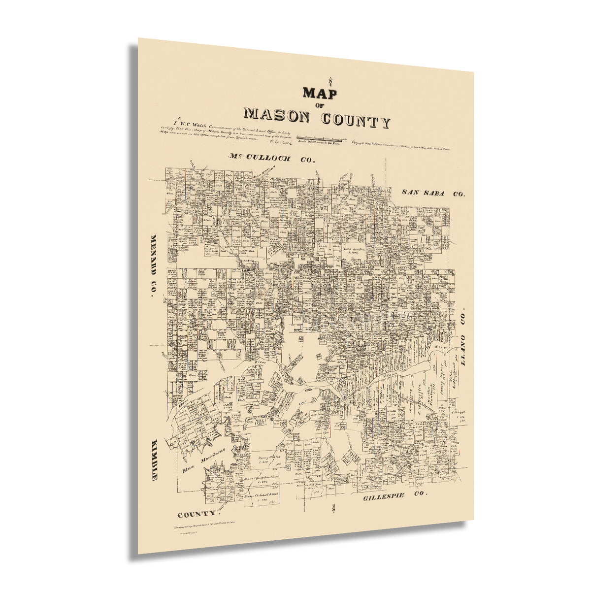 1879 Map of Mason County Texas United States Wall Art Print – Historic ...