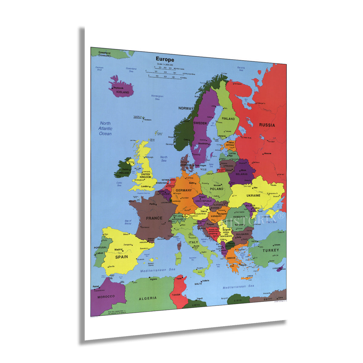 2004 Map of Europe Showing Countries & Cities Wall Art Print – Historic ...