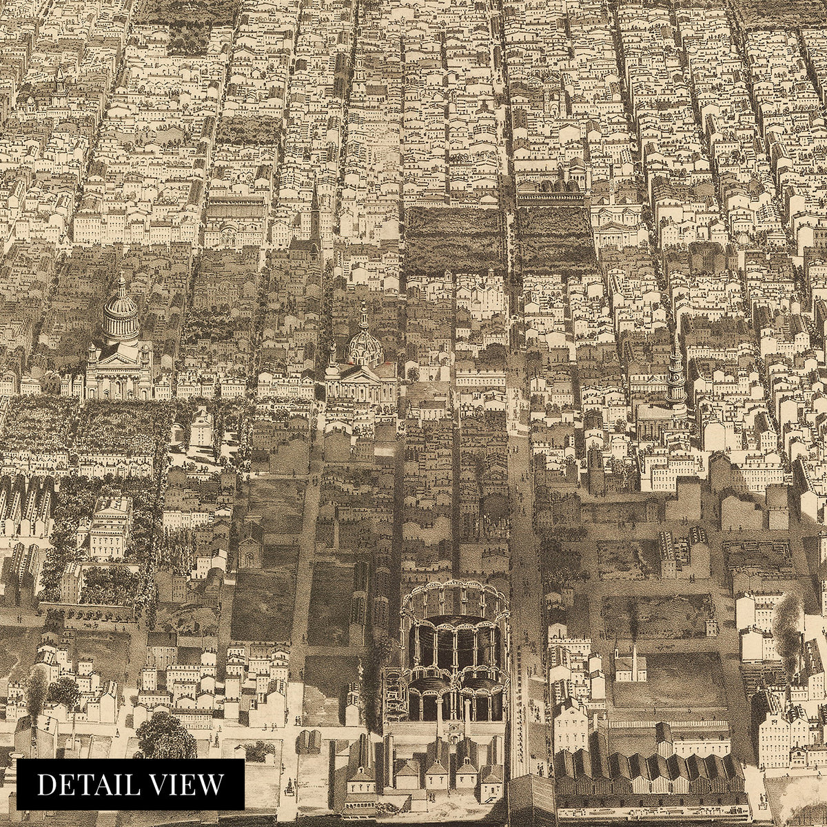 1857 Bird's Eye View Map of Philadephia Pennsylvania Wall Art Print ...