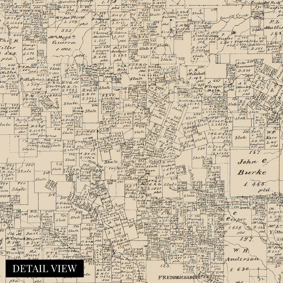 1879 Map of Gillespie County Texas State Wall Art Print – Historic Prints