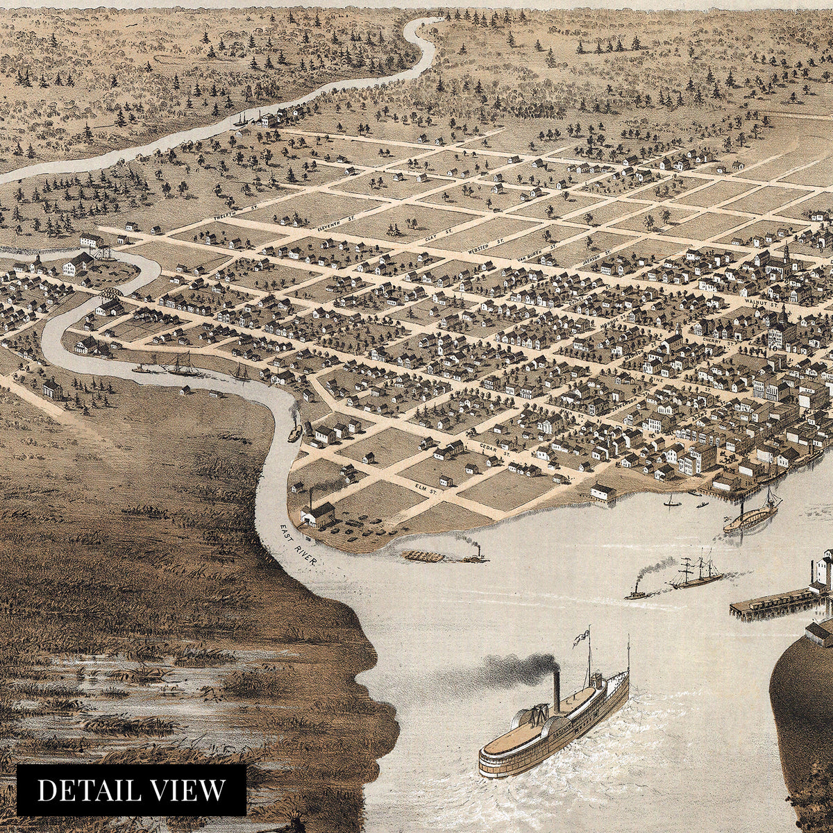 1867 Green Bay City & Fort Howard City Wisconsin Map Wall Art Print ...