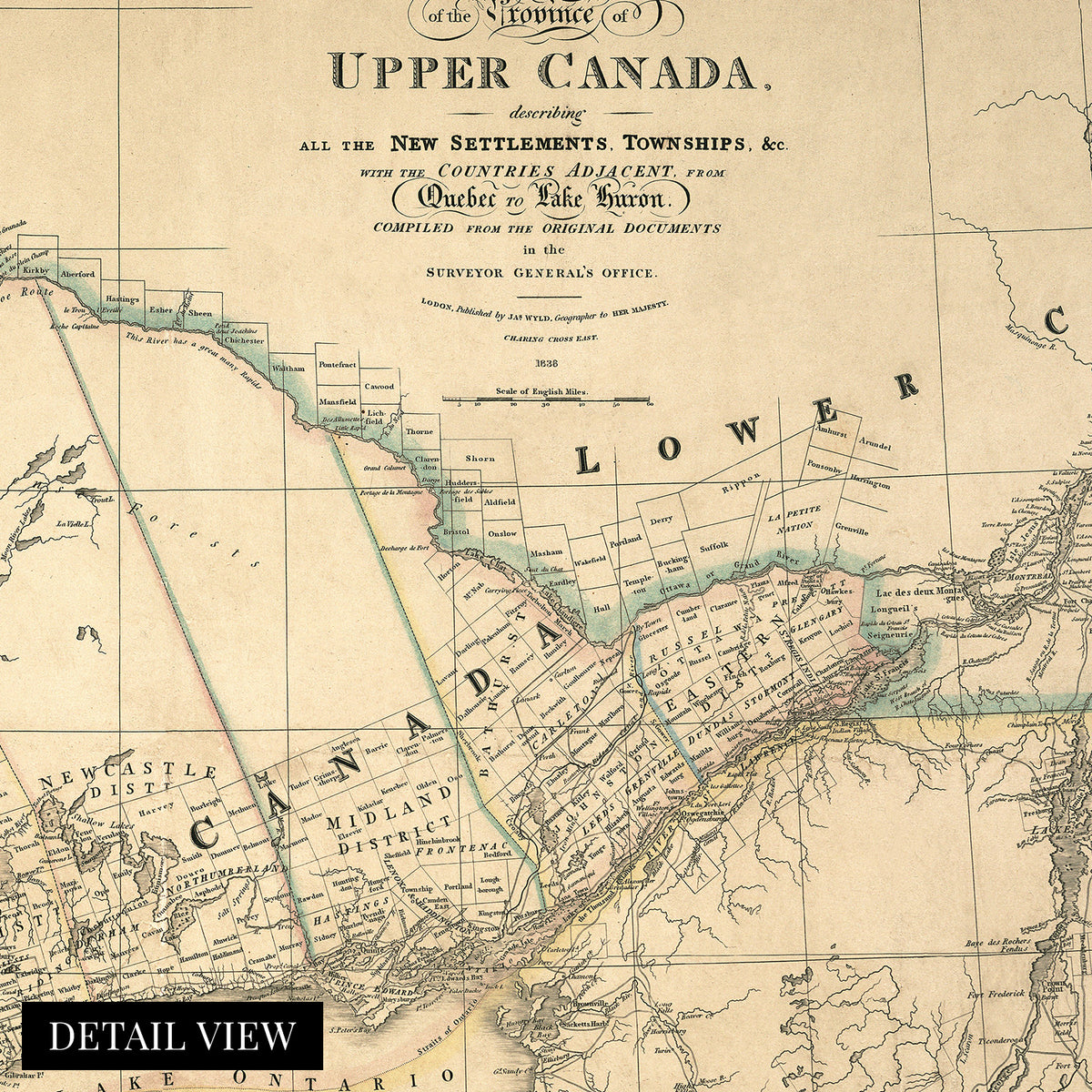 1836 Upper Canada Province Ontario Canada Map Wall Art Print – Historic ...