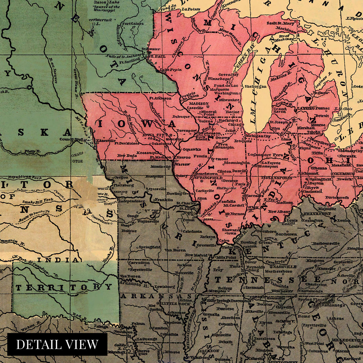 1856 Politcial Map of the United States of America Wall Art Print ...
