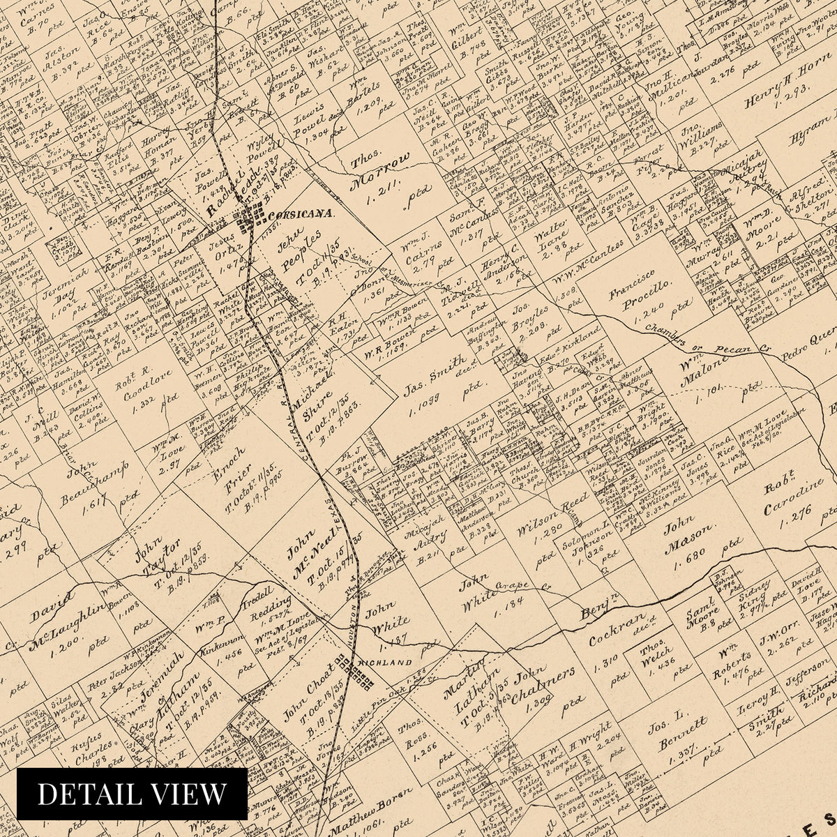 1880 Map of Navarro County Texas United States Wall Art Print ...