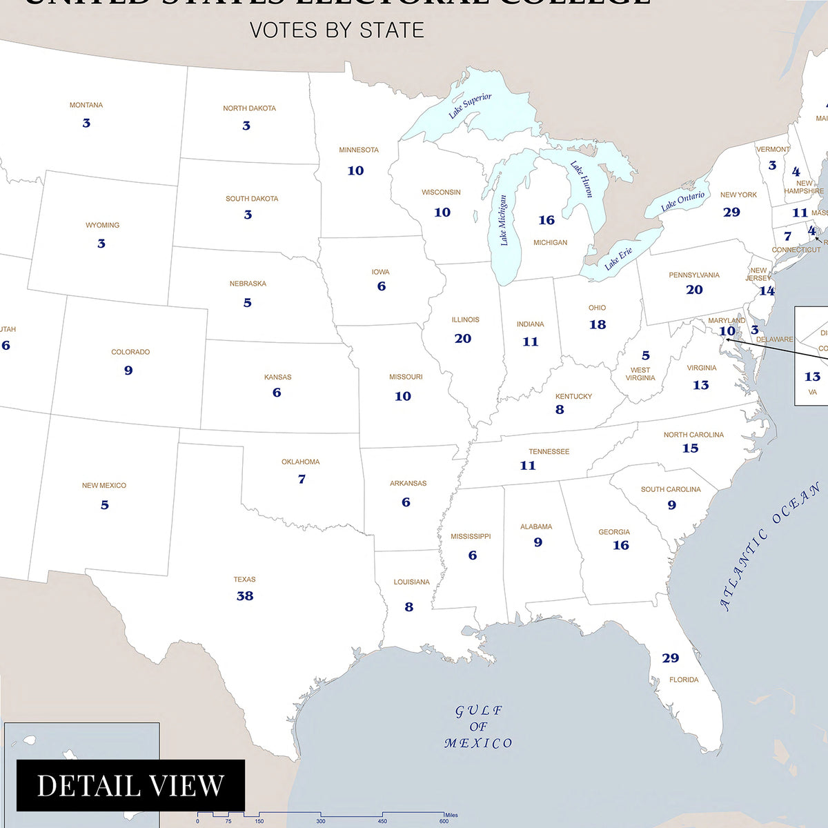 2020 Map of United States Electoral College Wall Art Print – Historic ...