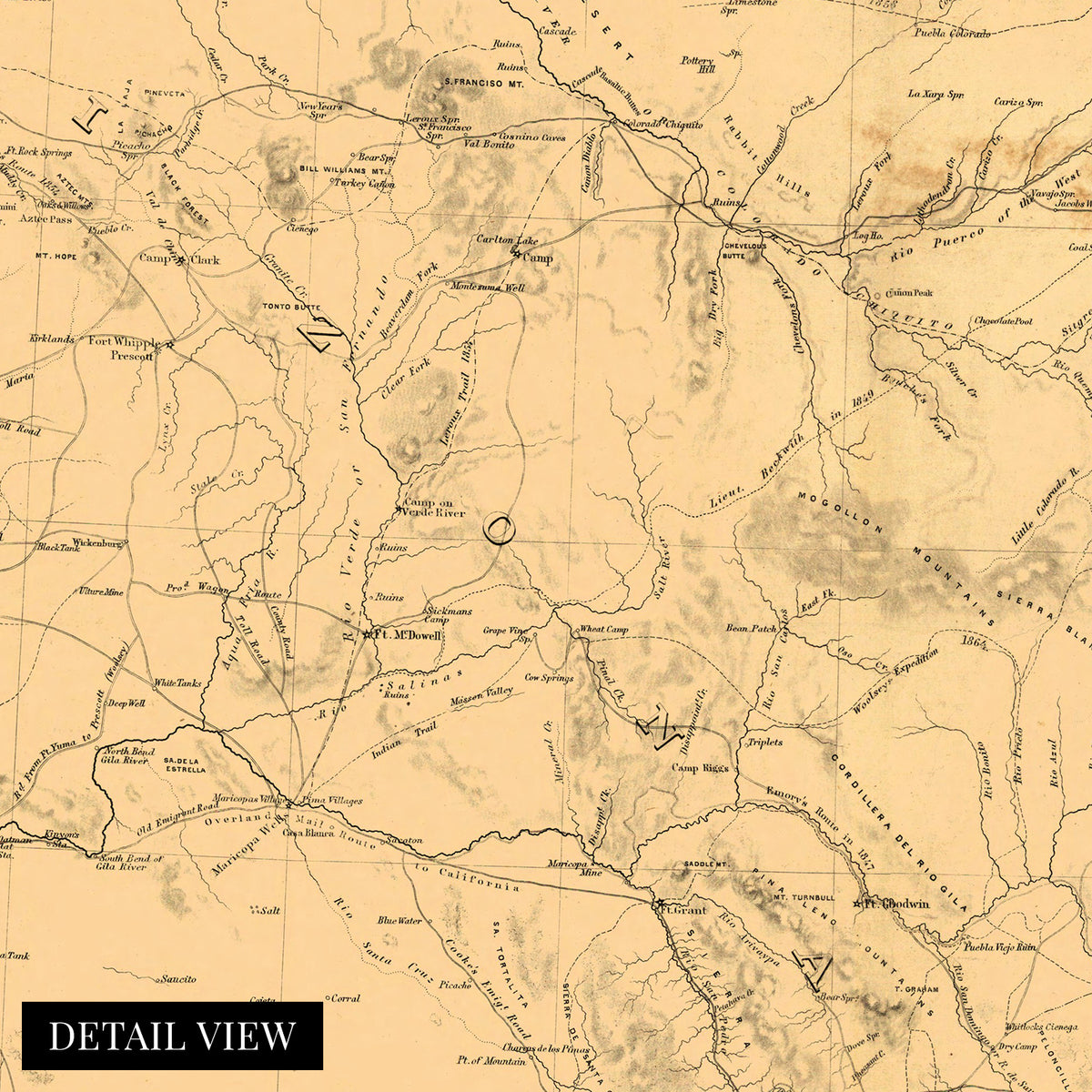 1867 Territory & Military Department of New Mexico Map Wall Art Print ...