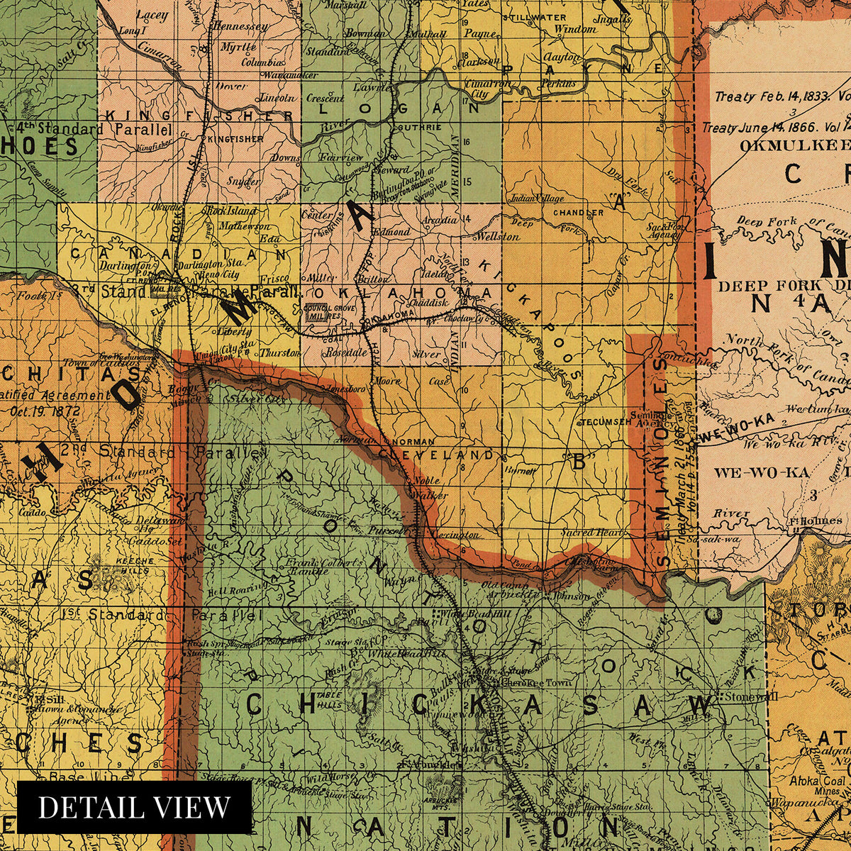 Oklahoma map with indian reservation markings