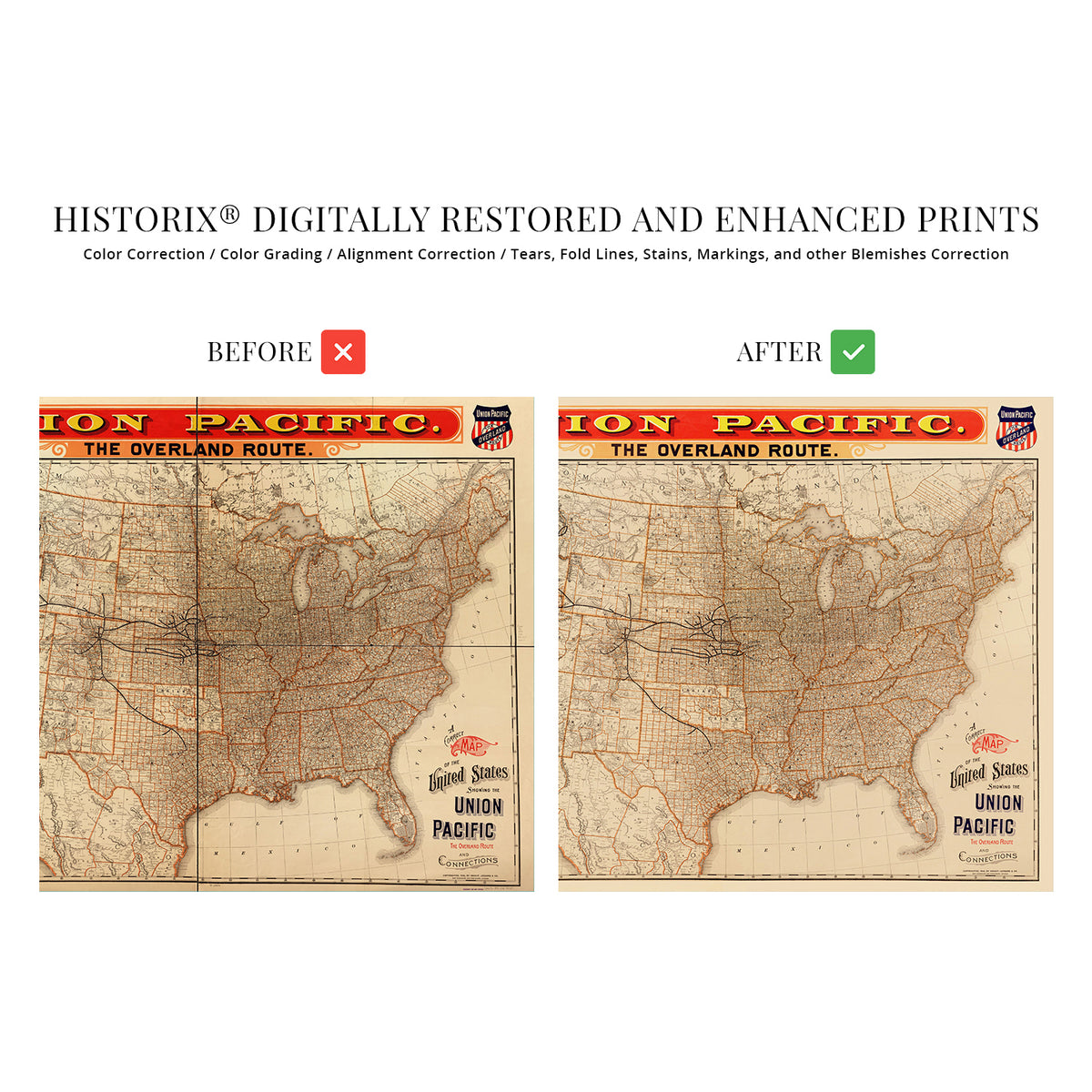 1892 United States Map Showing the Union Pacific Wall Art Print ...