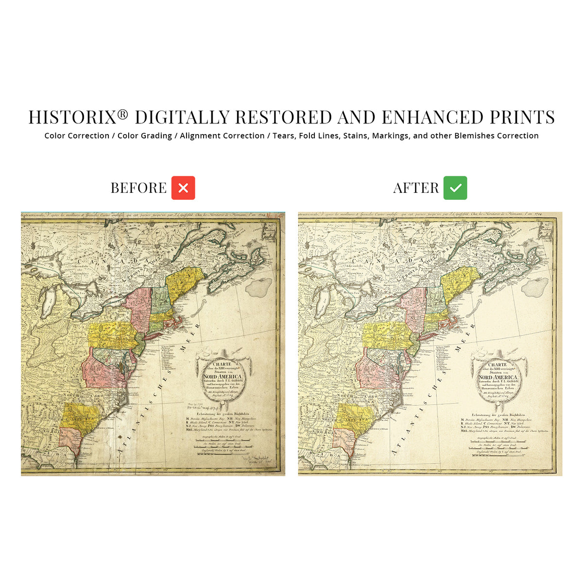 1784 United States of North America Charter Map Wall Art Print ...