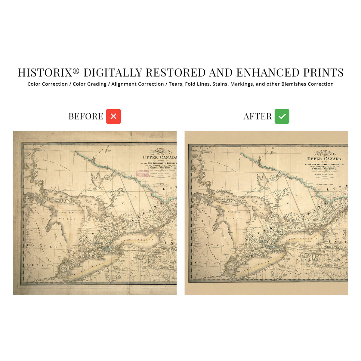 1836 Upper Canada Province Ontario Canada Map Wall Art Print – Historic ...