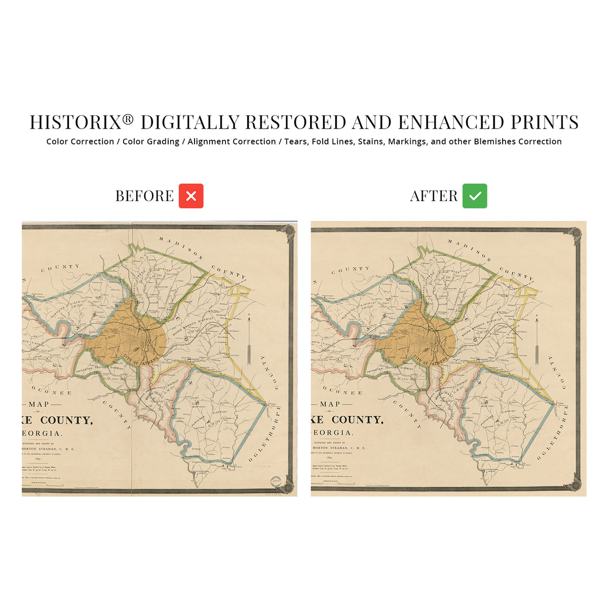 1893 Map of Clarke County Georgia United States Wall Art Print ...