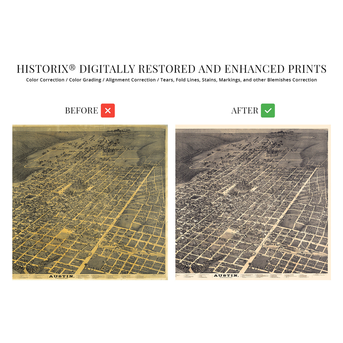 1887 Austin State Capital of Texas Map Wall Art Print – Historic Prints