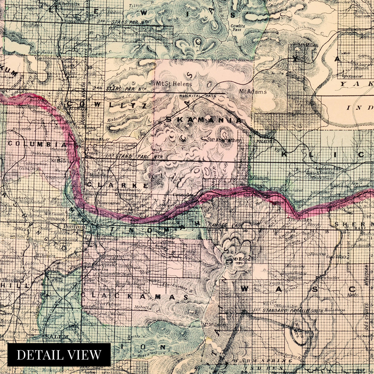 1889 Township & County Map of Washington State Wall Art Print ...